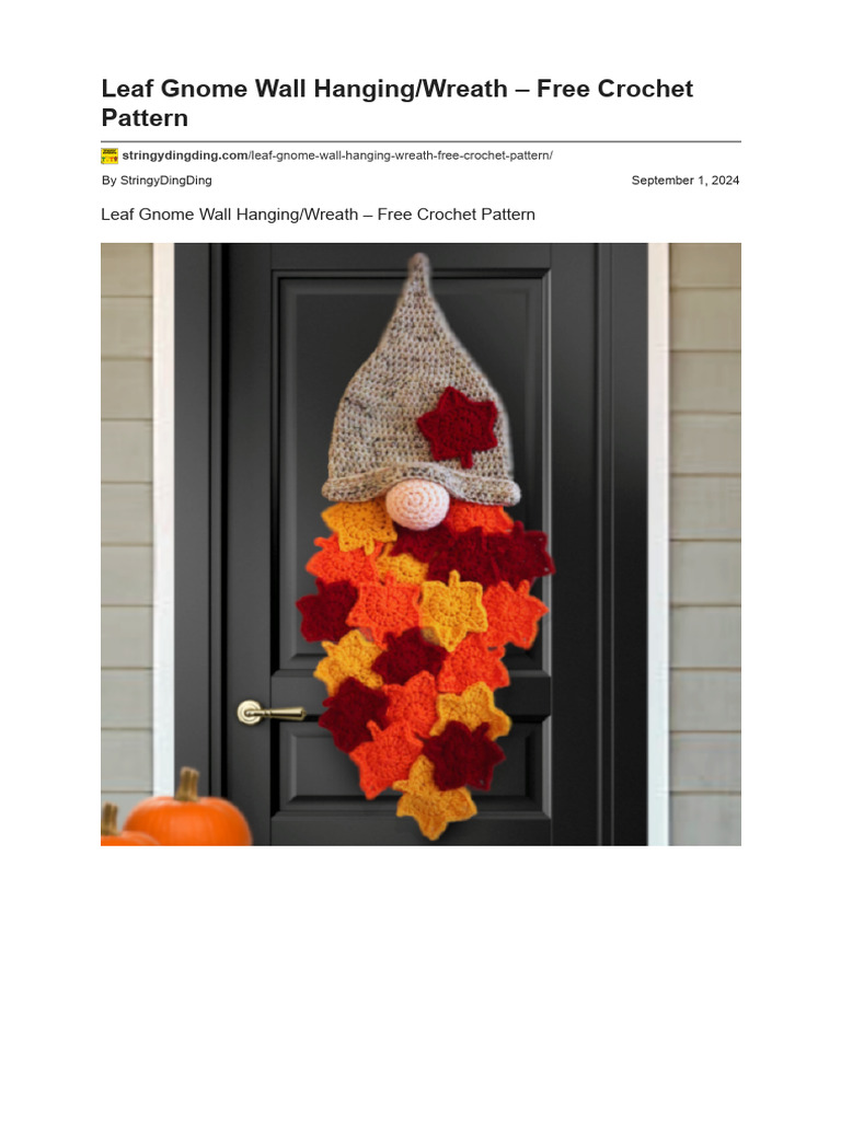 Leaf Gnome Wall Hanging Wreath - English | PDF | Crochet | Crafts