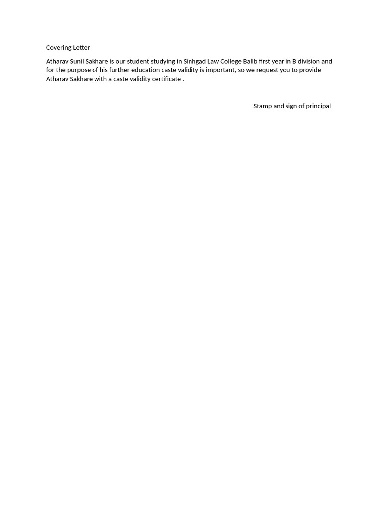 Covering Letter | PDF