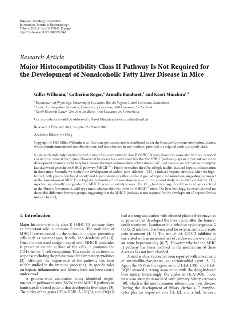 Major Histocompatibility Class II Pathway Is Not R | PDF | Major ...