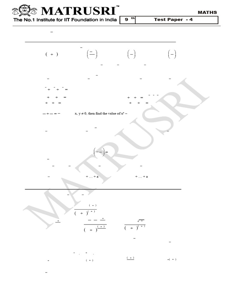 Test Paper - 4 Polynomials | PDF | Number Theory | Mathematics