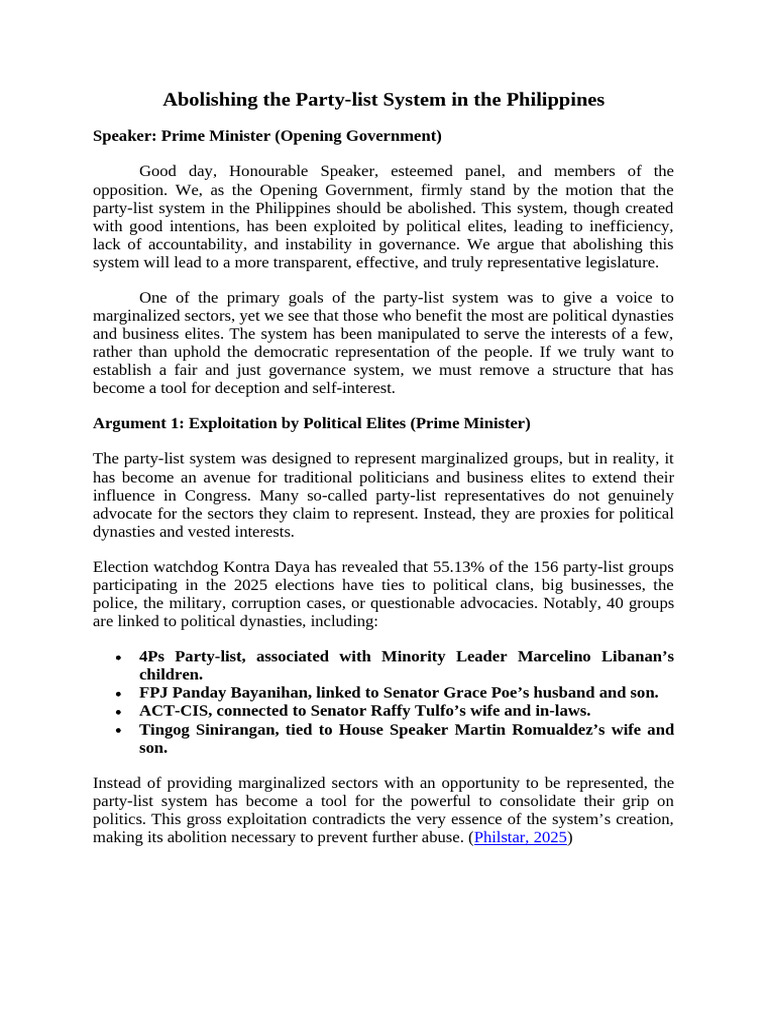 British-Parliamentary Form Debate Script | PDF | Article Two Of The ...