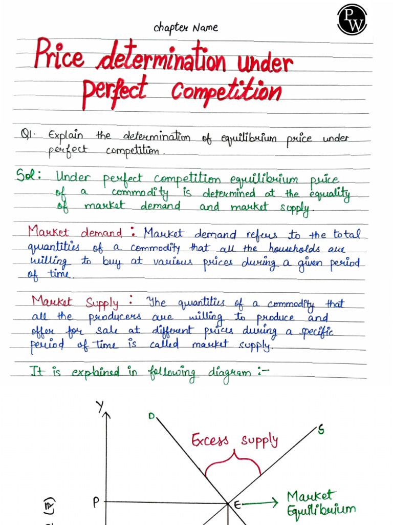 Price Determination Under Perfect Competition - Handwritten Notes | PDF ...