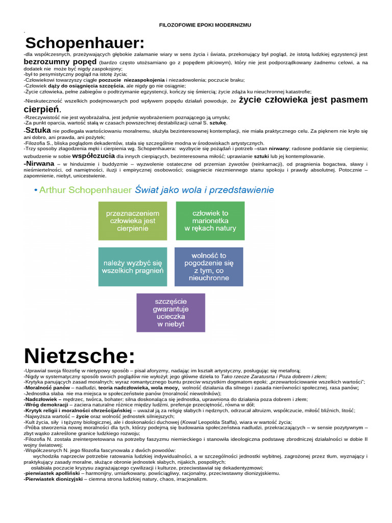 Filozofowie Epoki Młodej Polski - Not. Dla Uczniów | PDF