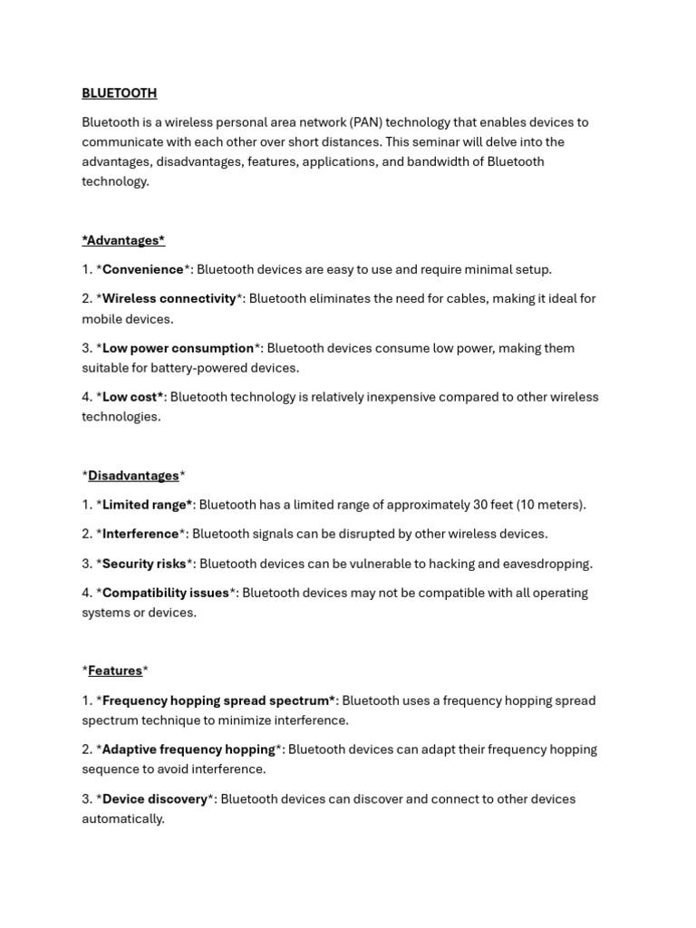 BLUETOOTH | PDF | Bluetooth | Wireless