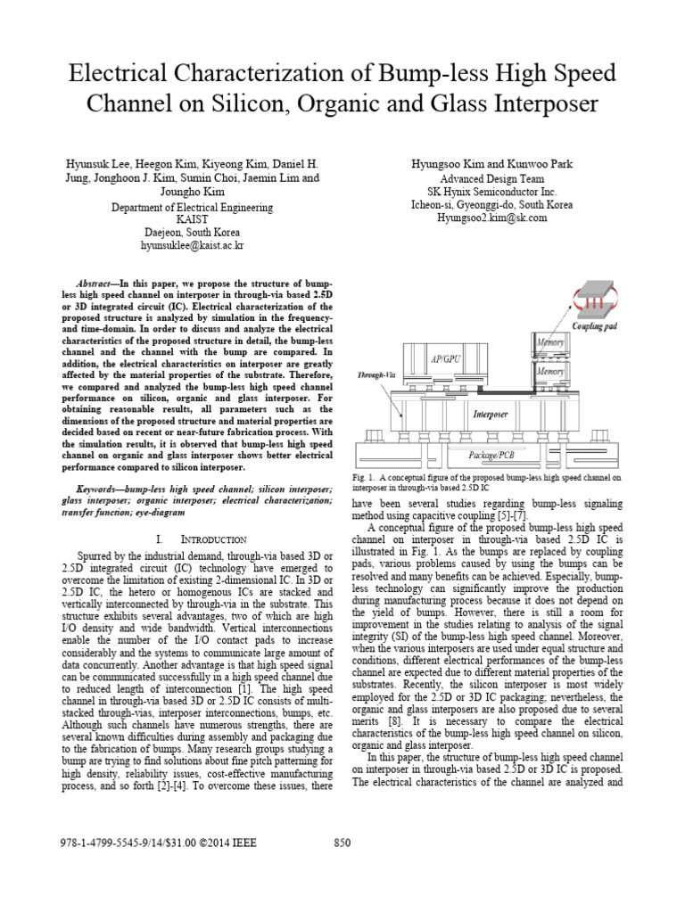Electrical Characterization of Bump-Less High Speed Channel On Silicon ...