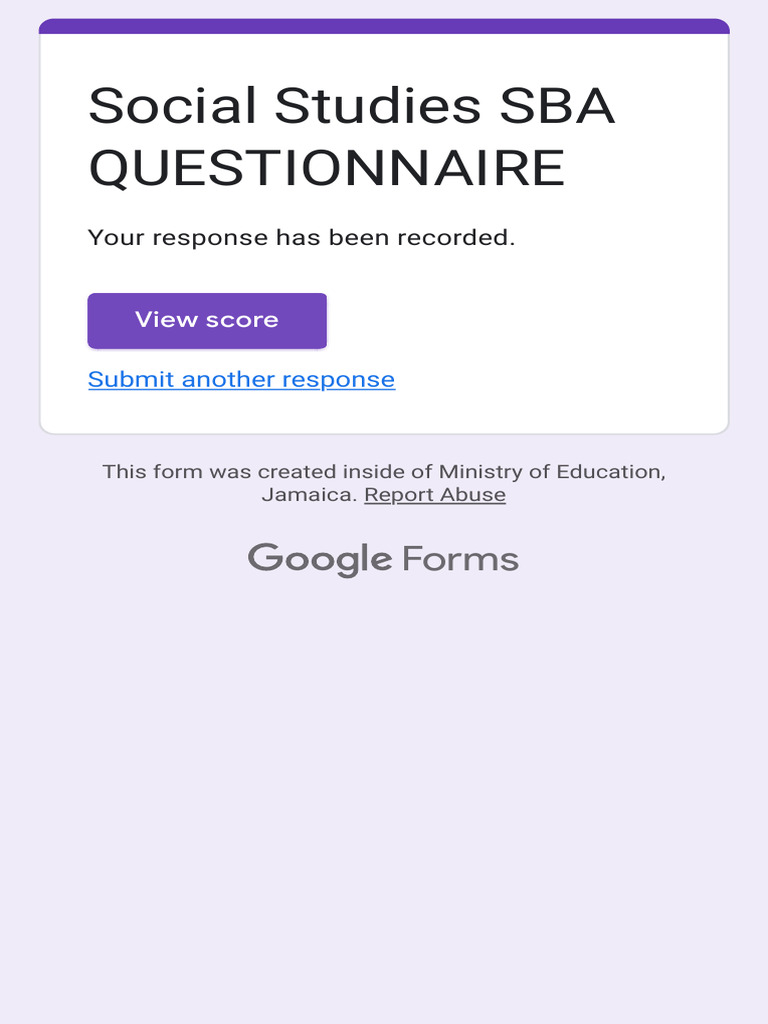 Social Studies Sba Questionnaire | PDF