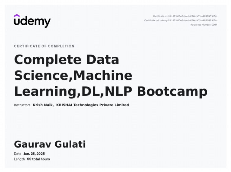 Udemy-Complete ML, DL, NLP | PDF