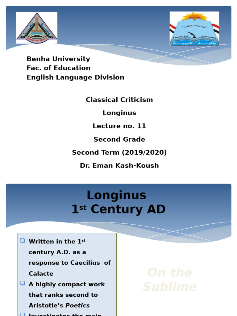 Criticism - 2nd-Year - Longinus - Fac. of Education | PDF