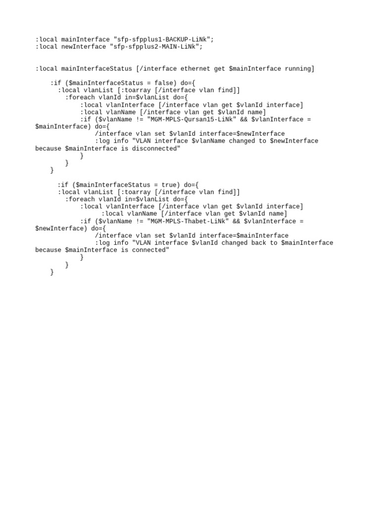 Main Backup Changing Points Vlans Interface | PDF