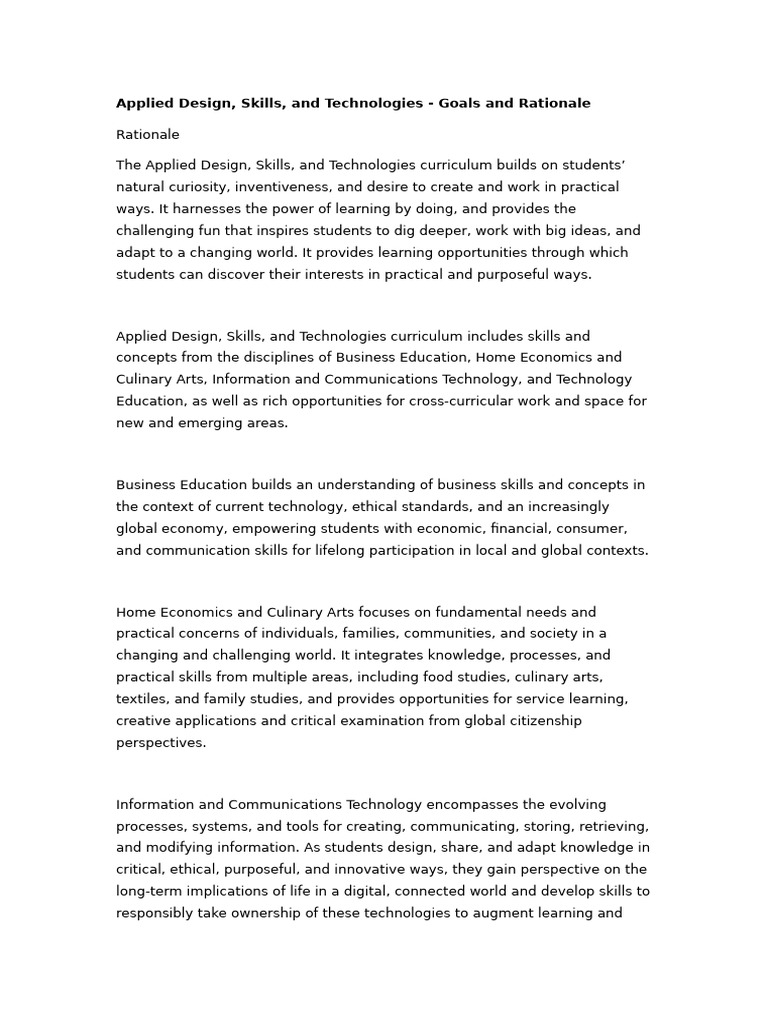 Applied Design Skills & Technologies Overview | PDF | Learning | Cognition