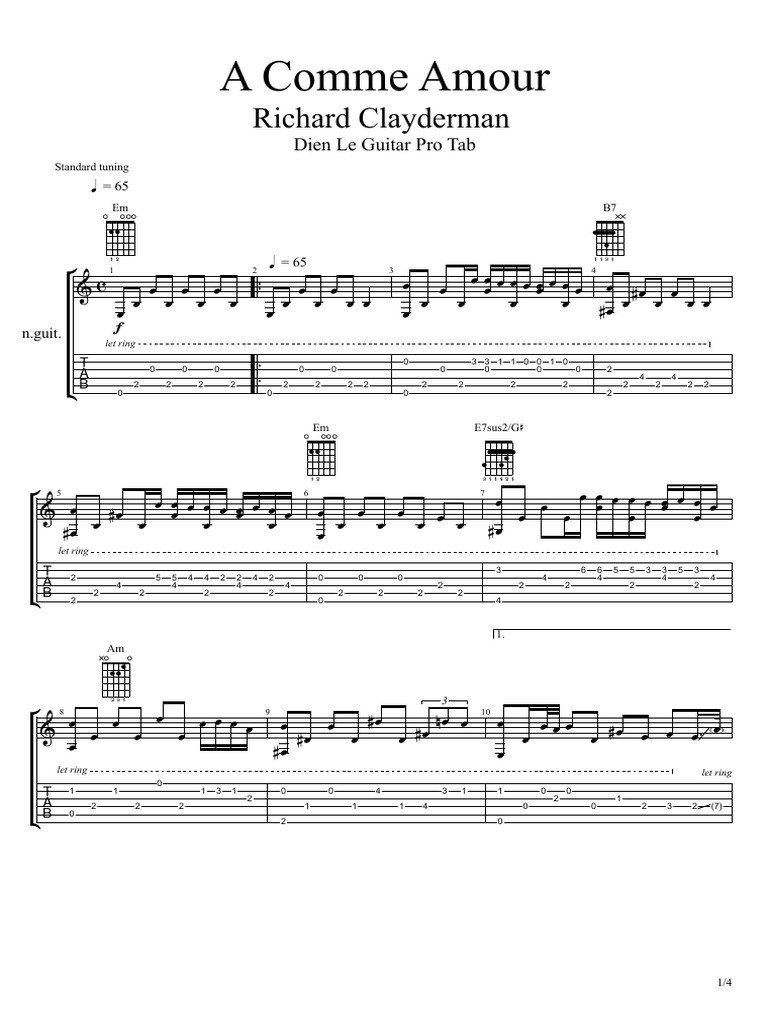 A Comme Amour Guitar Tab | PDF | Guitar Family Instruments | Celtic ...