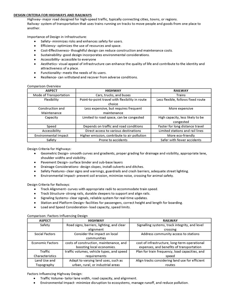 Highway and Railway Design Criteria | PDF | Road | Rail Transport