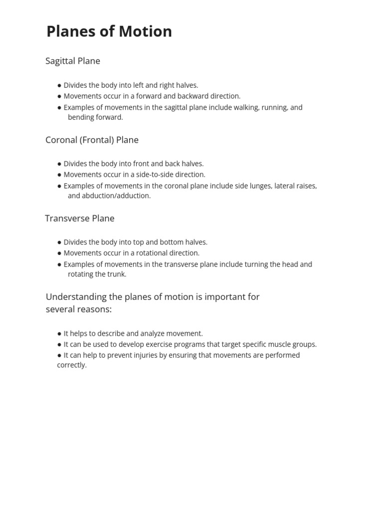 Understanding Body Planes of Motion | PDF