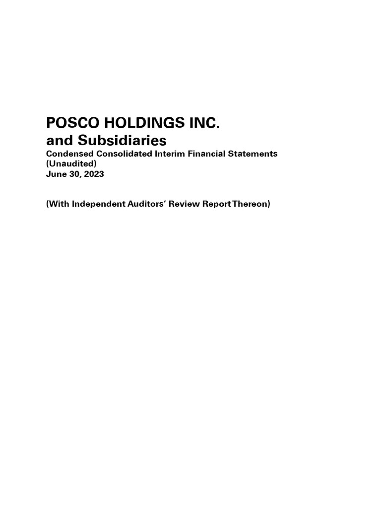 POSCO_Holdings_consolidated_FY23_2Q_E | PDF | Fair Value | Audit