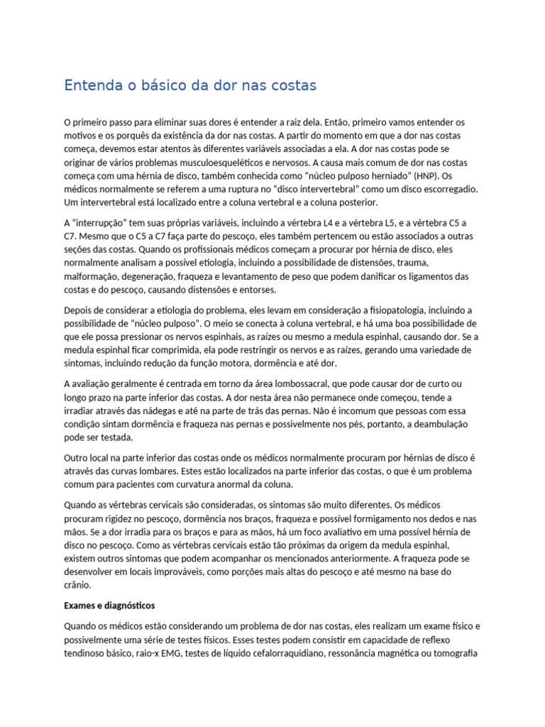 Causas e Tratamentos da Dor nas Costas | PDF | Dor | Dor nas costas
