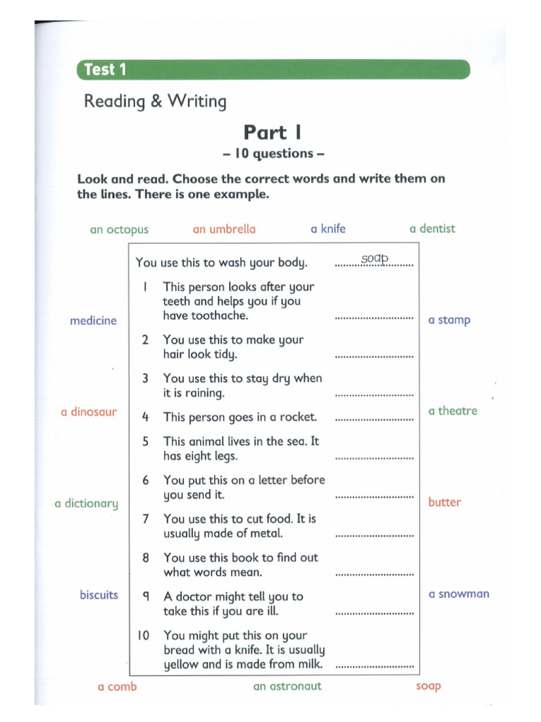 Test 1 Reading And Writing Pdf