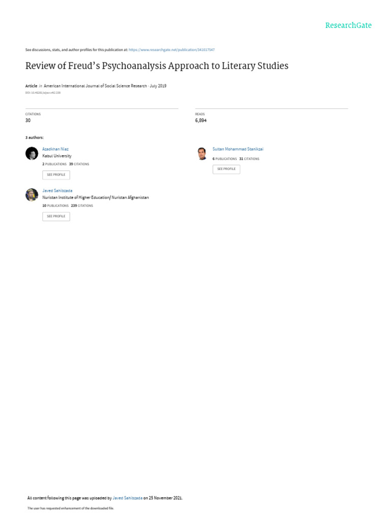 Reviewof Freuds Psychoanalysis Approachto Literary Studies Published ...