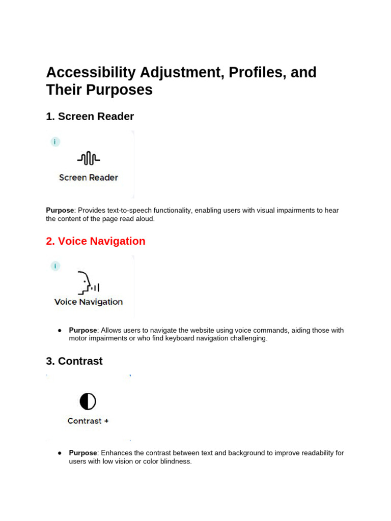 Accessibility Adjustment, Profiles, and Their Purposes | PDF | Visual ...
