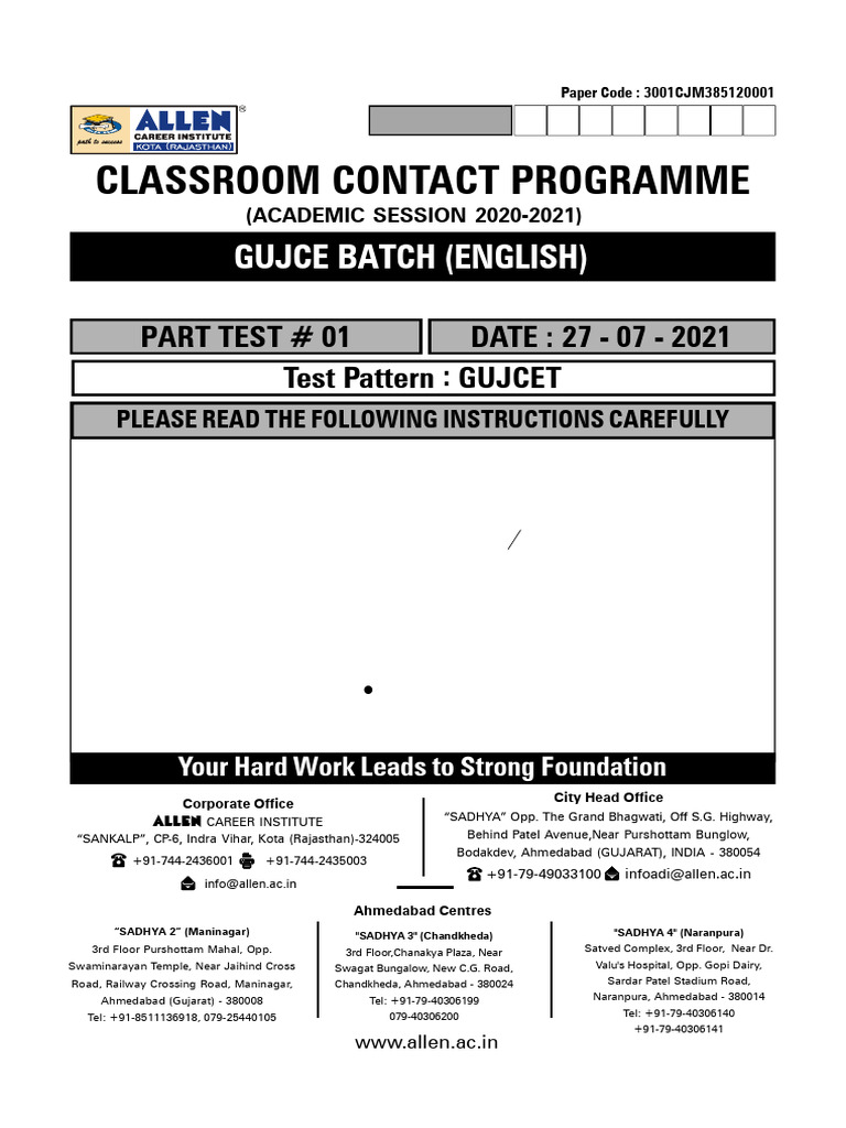 GUJCET Negative Marking Details | PDF | Capacitance | Reaction Rate