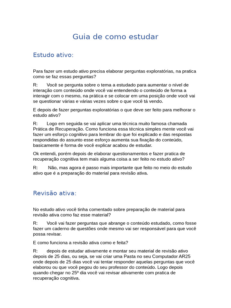 Guia de como estudar | PDF