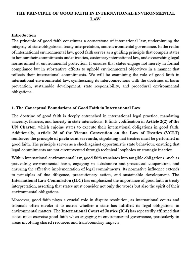 Good Faith in International Environmental Law | PDF | Sustainability ...