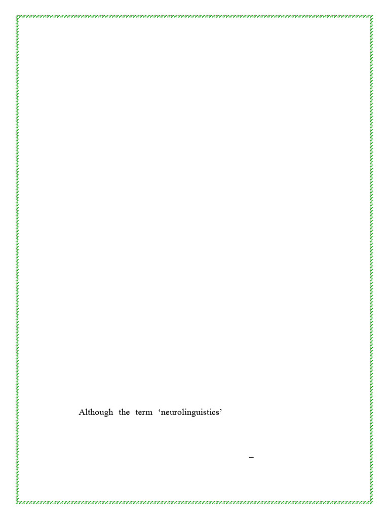 LECTURE Neurolinguistics | PDF | Neurolinguistics | Aphasia