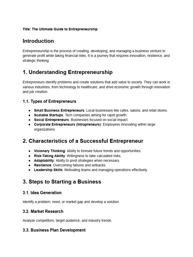 _The Ultimate Guide to Entrepreneurship | PDF | Entrepreneurship ...