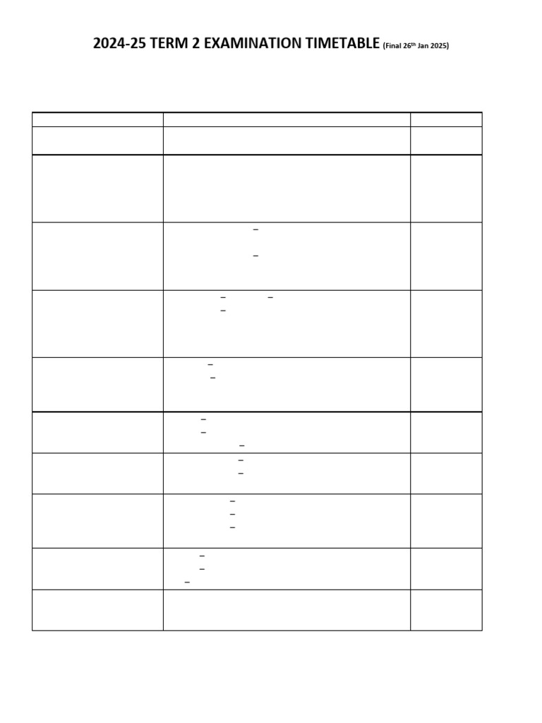 2024-25 Term 2 Exam Timetable | PDF
