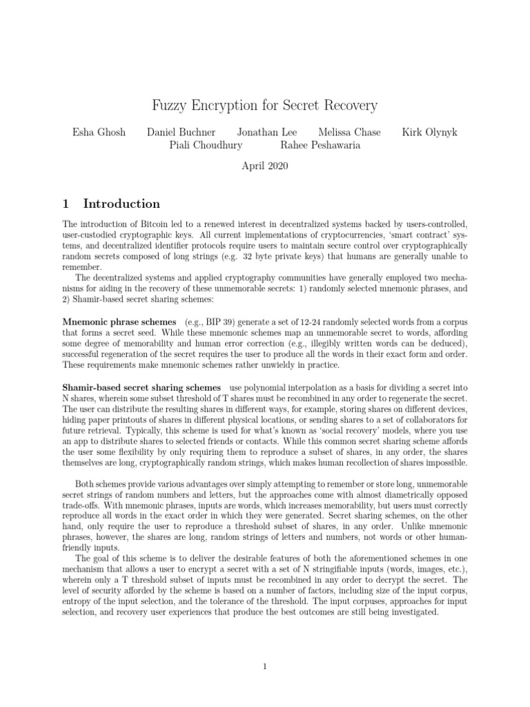 Fuzzy Encryption Construction | PDF | Cryptography | Key (Cryptography)