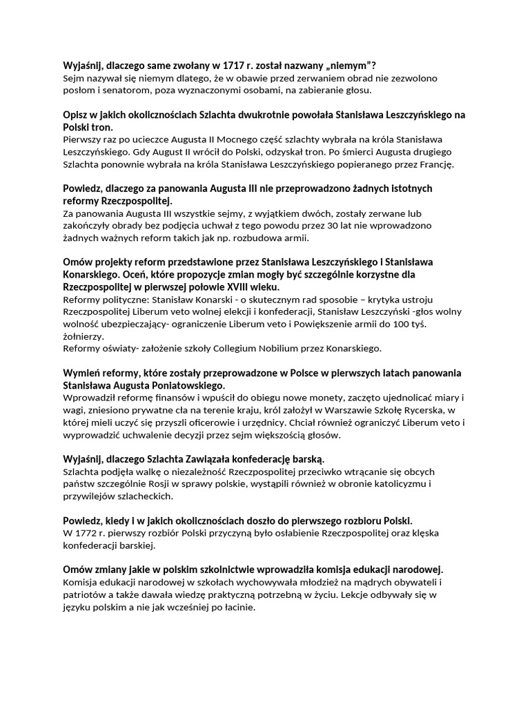 Historia Upadek Rzeczpospolitej. | PDF