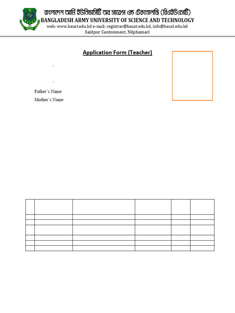 Application Form Teacher | PDF | Student Assessment And Evaluation ...