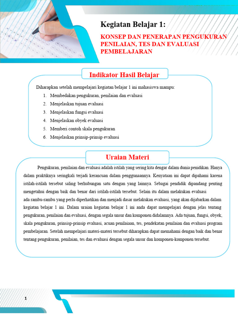 MD - 01 - Konsep Dasar Pengukuran-Penilaian-Evaluasi Pembelajaran | PDF