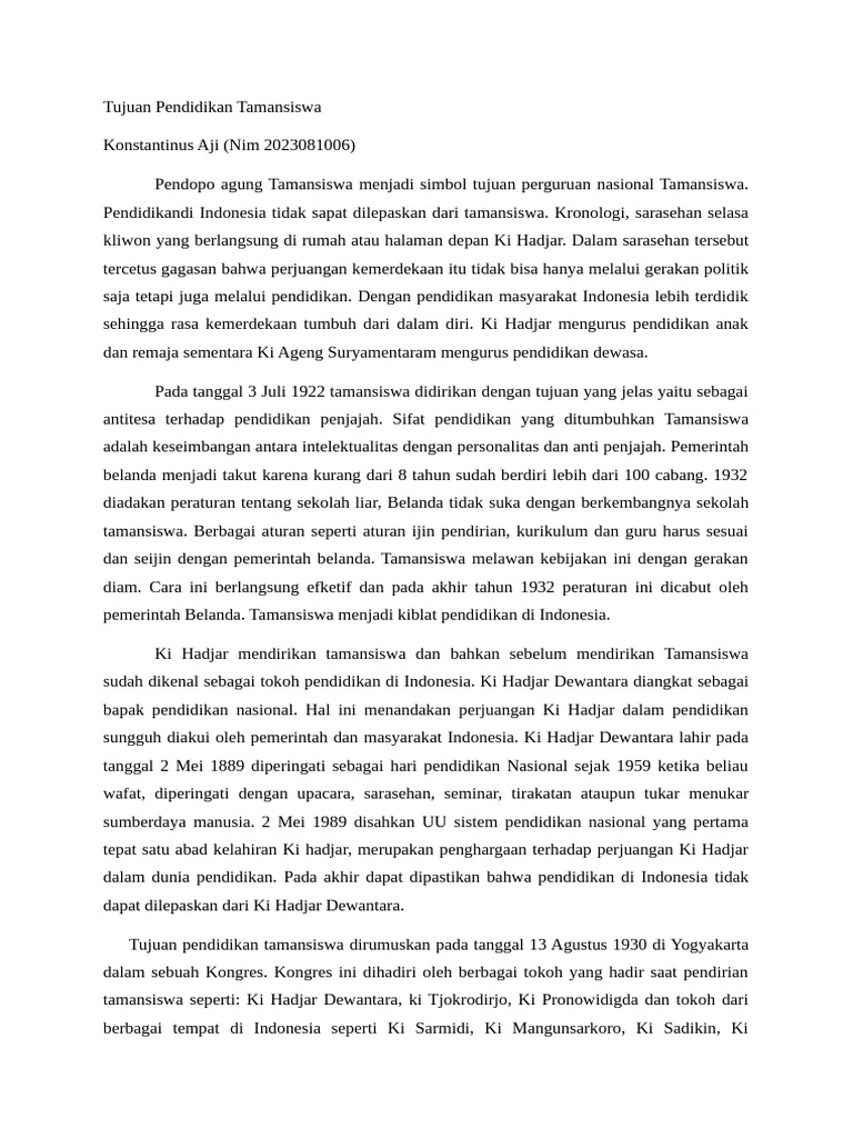 Tugas Empat Matakuliah Ketamansiswaan Konstantinus Aji 2023081006 | PDF