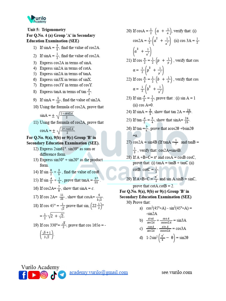 Unit 5 - Trigonometry | PDF | Elementary Mathematics | Geometry