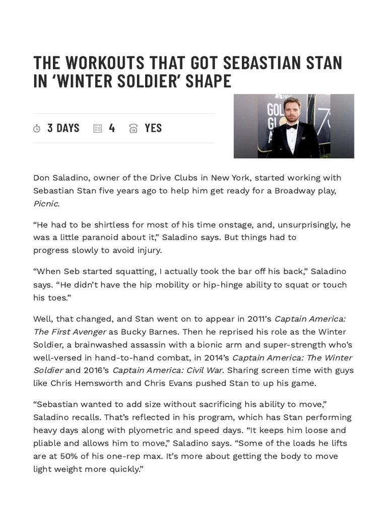 The Workouts That Got Sebastian Stan in 'Winter Soldier' Shape - Muscle ...