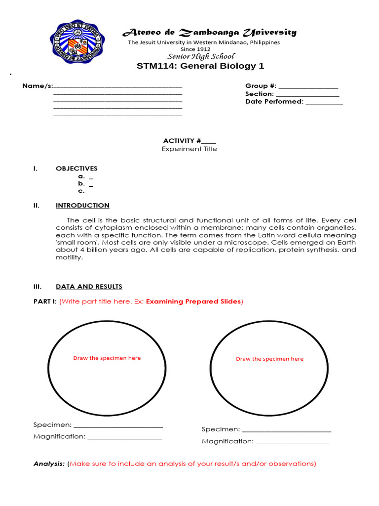 General Biology Lab Report Guidelines | PDF | Cell (Biology) | Biology