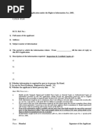 Draft RTI Application Format | PDF