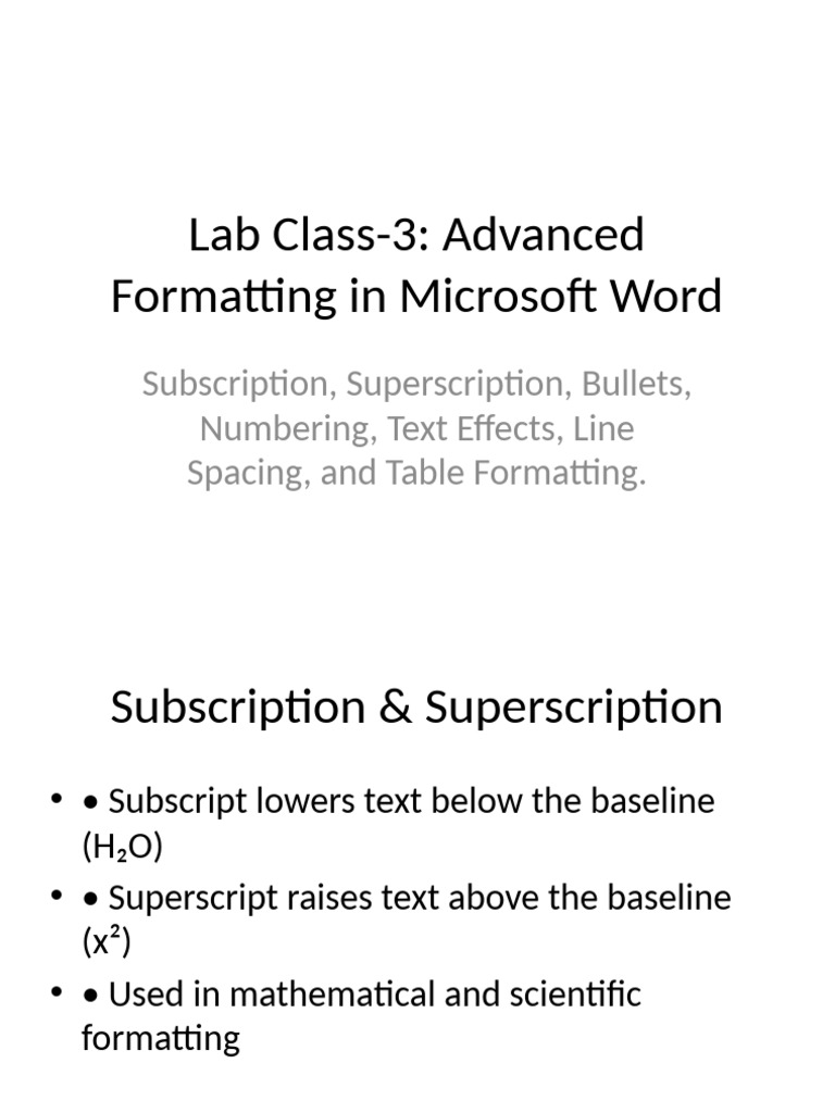 Lab Class 3 Formatting Word | PDF