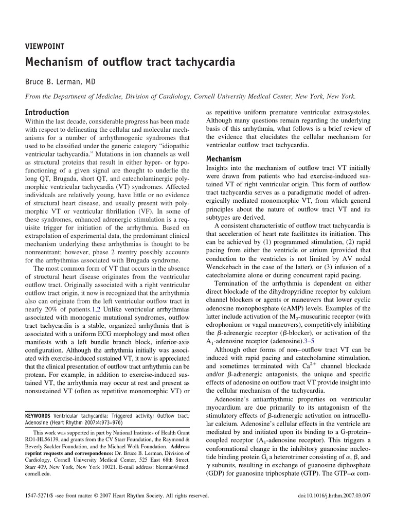 Mechanism of outflow tract tachycardia | PDF | Cell Biology ...