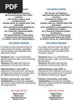 Vision-Mission-Core Values Deped | PDF | Cognition | Learning