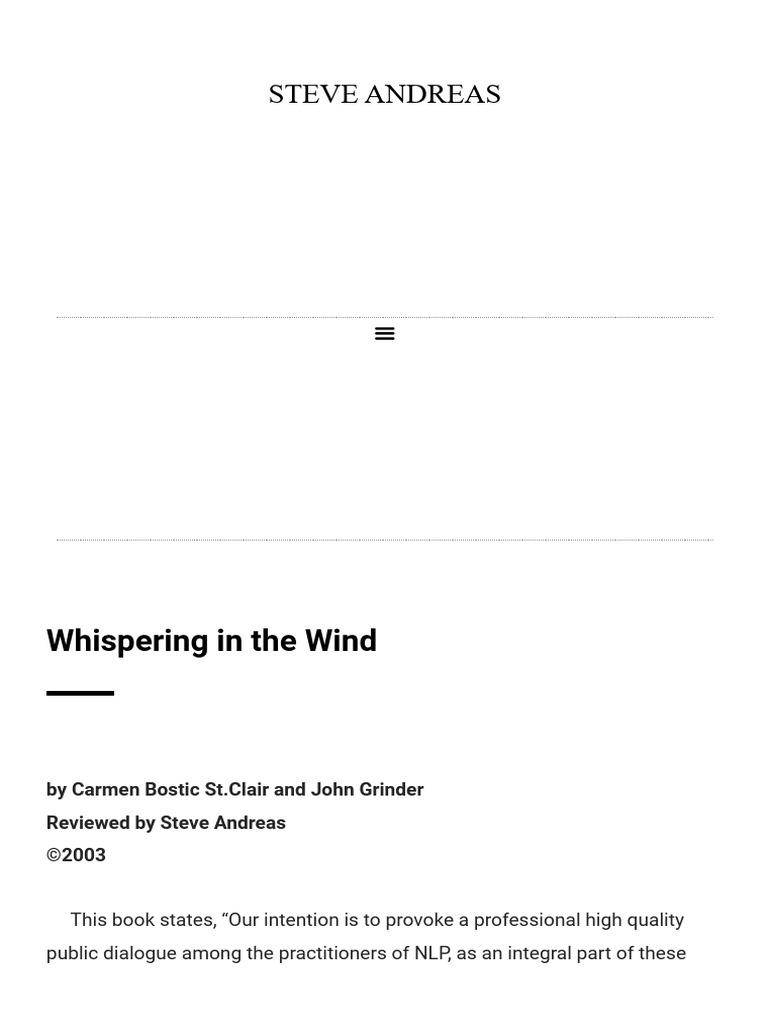 Review of "Whispering in the Wind" | PDF | Neuro Linguistic Programming ...