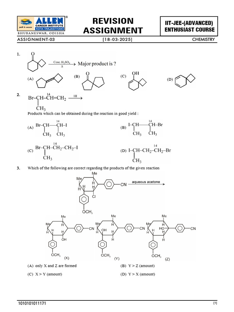RA-03 JEE-ADV Chemistry 18-03-2025 SC | PDF | Chemistry | Organic Chemistry
