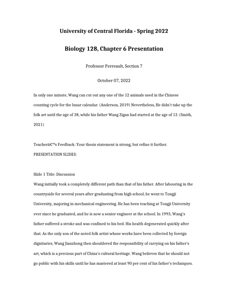 Biology 128 Chapter 6 Presentation | PDF