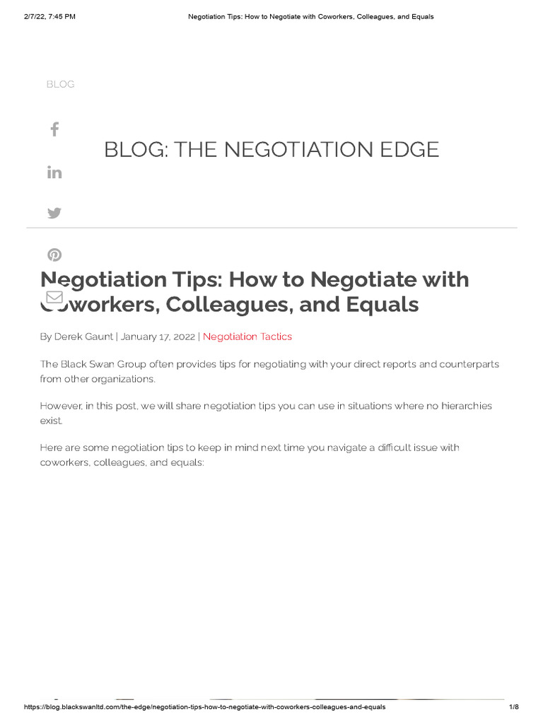 Negotiation Tips_ How to Negotiate with Coworkers, Colleagues, and Equals | PDF | Negotiation ...