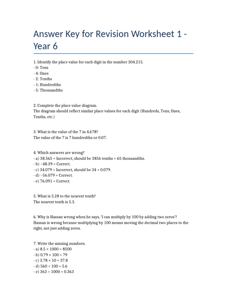 Answer_Key_Revision_Worksheet_1_Y6 | PDF