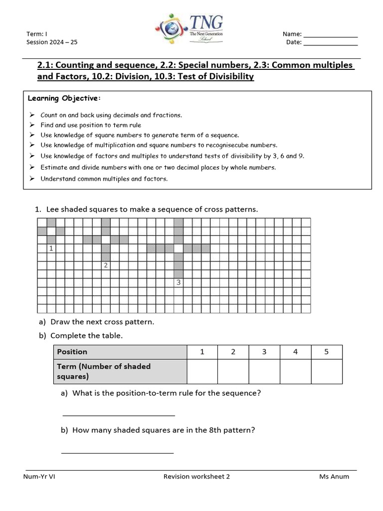 Revision Worksheet 2 Y6 | PDF | Division (Mathematics) | Arithmetic
