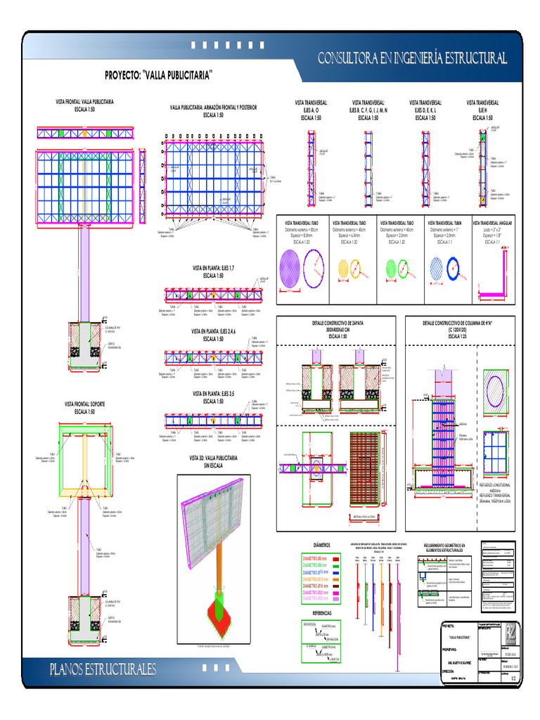 001 Planos Estructurales Valla Publicitaria 14febrero2025 | PDF