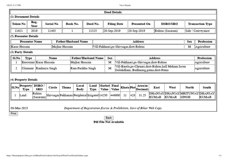 DSRO Full Form in Land Transactions | PDF