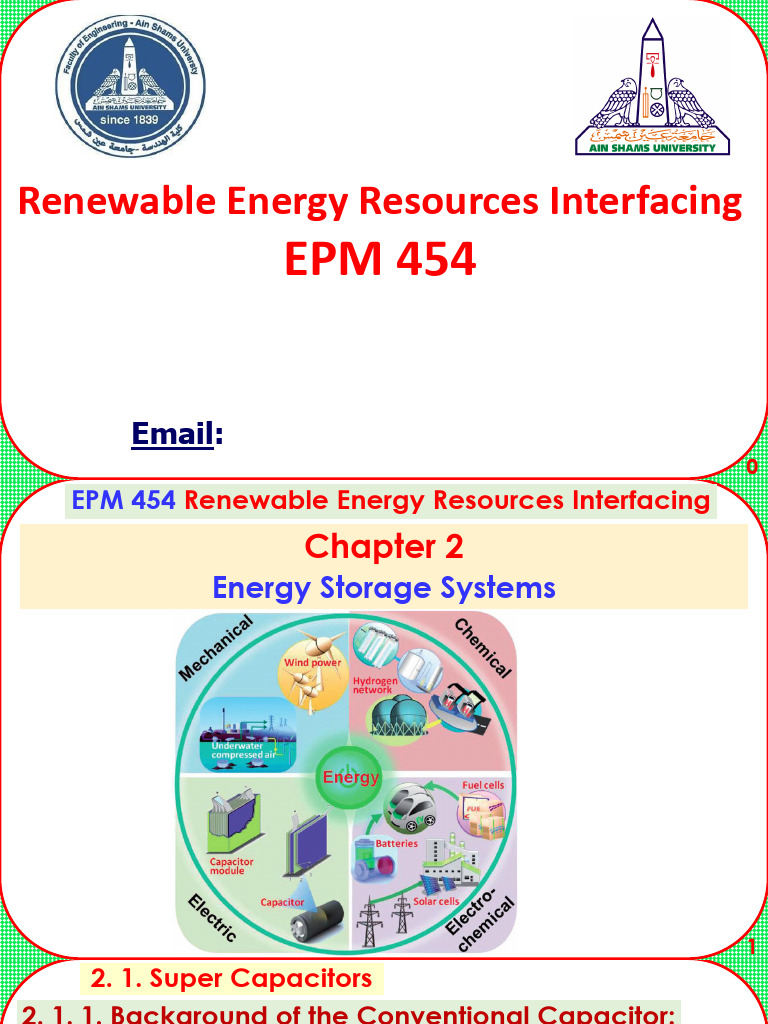 EPM - 454 - Lecture (2) - Chapter (2) Electrical Energy Storage Systems - Spring 2025 | PDF ...