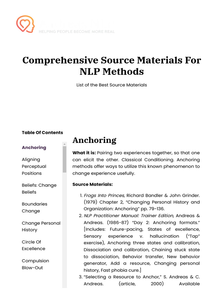 Comprehensive Source Materials For NLP Methods - Andreas NLP | PDF